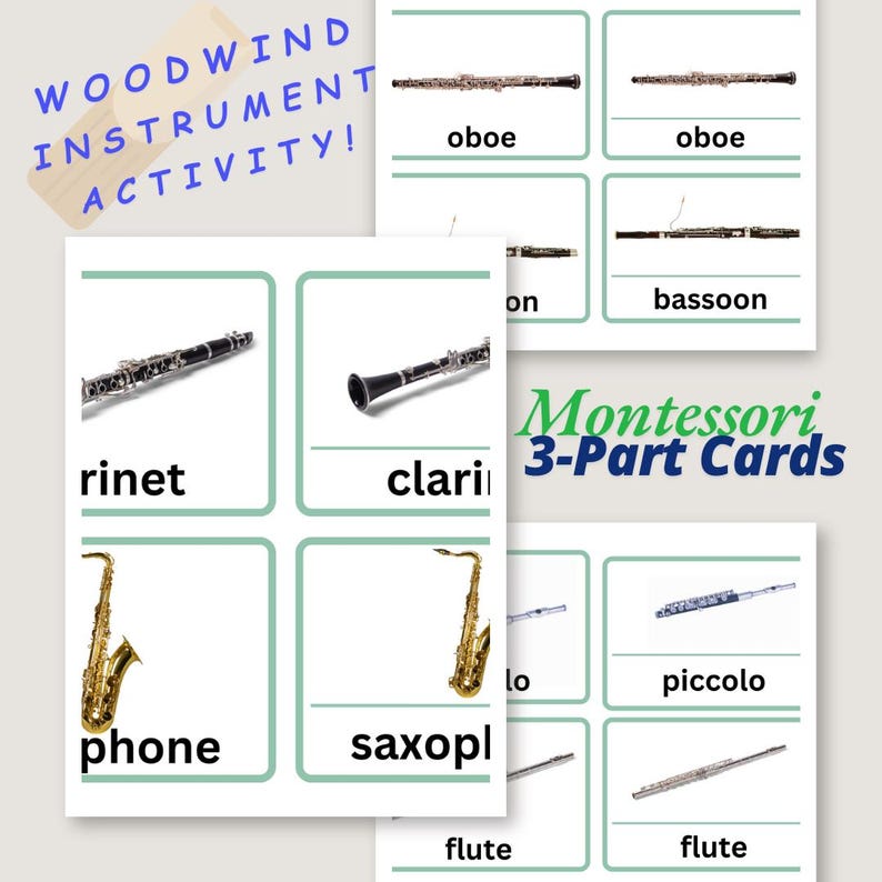 Woodwind Instruments Montessori 3-part Cards Printable - Etsy