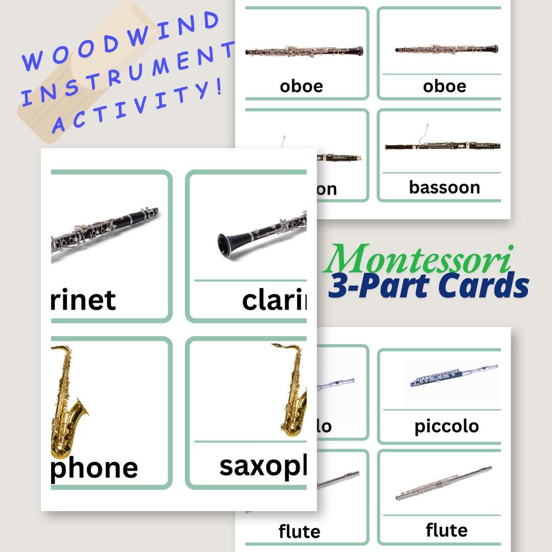 Woodwind Instruments Montessori 3-part Cards Printable - Etsy