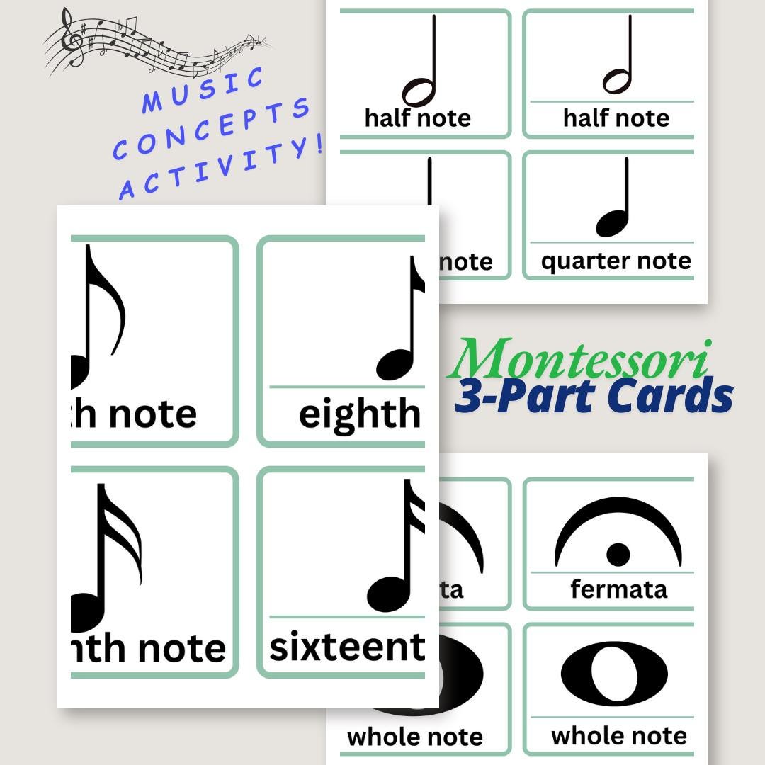 Music Concepts Montessori 3-part Cards Printable - Etsy