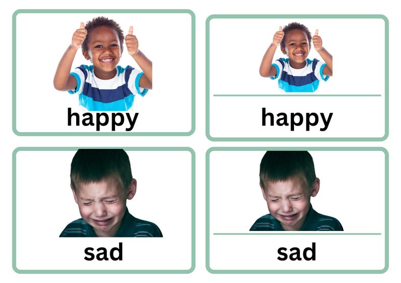 Feelings & Emotions Montessori 3-part Cards Printable - Etsy
