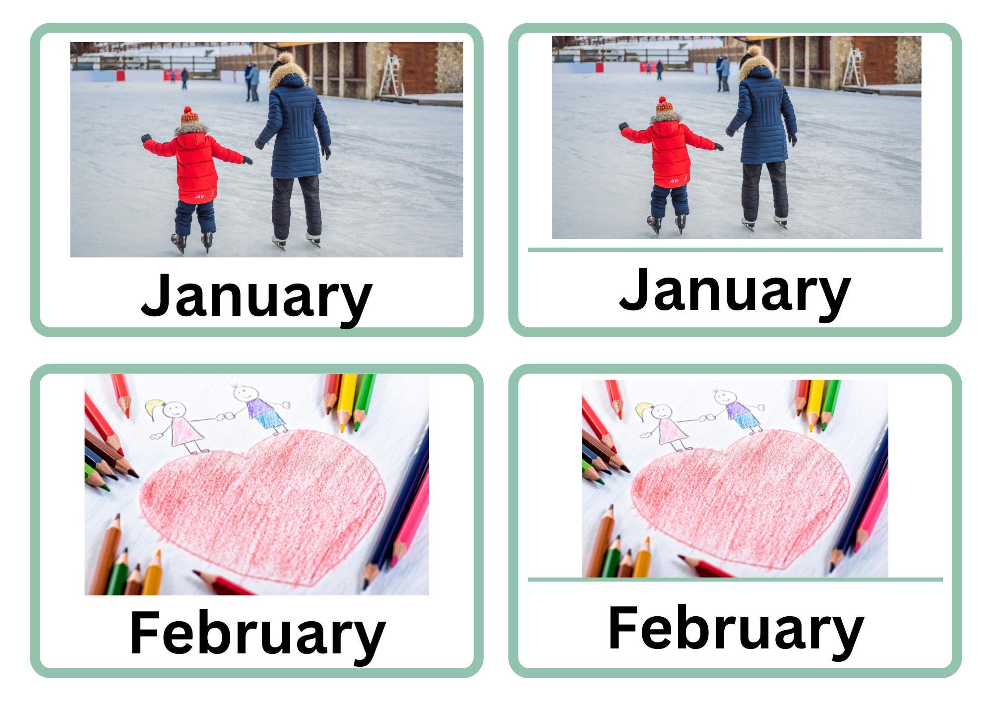 Months of the Year Montessori 3-part Cards Printable - Etsy