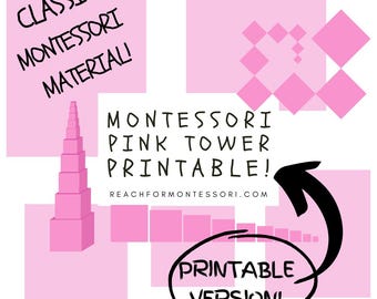 Montessori Pink Tower 3D Working Cards. 14 Different Combınatıon Card ...