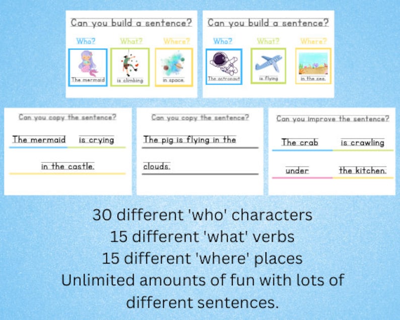 Silly Sentence Builder | Learning to Read and Write | School | Home ...