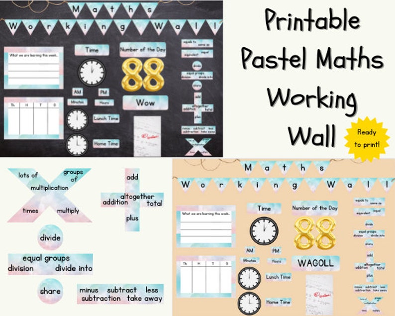Maths Working Wall Display (pastel) - Etsy