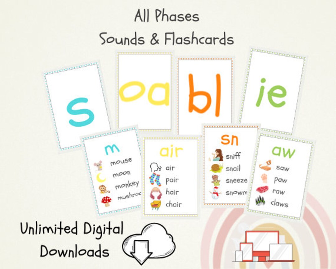 Printable PDF Double Sided Phonics Bundle | Phase 2 - 5 | Large A6 ...