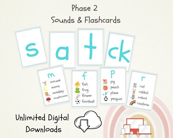 Printable PDF Double Sided Phonics Phases 2,3,4,5 | Large A6 Flash ...