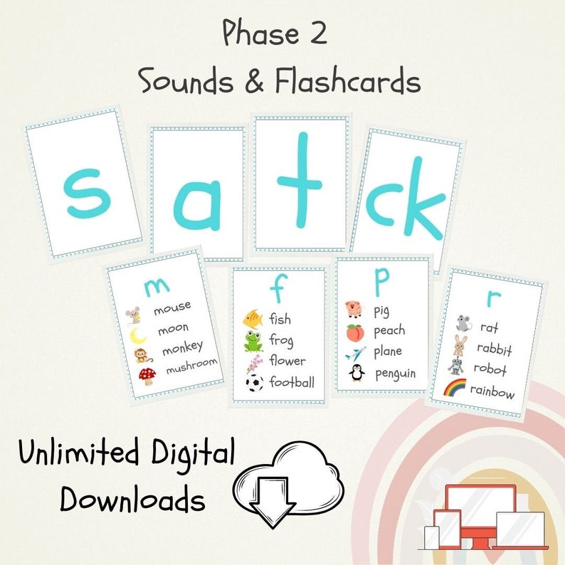 Printable PDF Double Sided Phonics Phases 2,3,4,5 | Large A6 Flash ...
