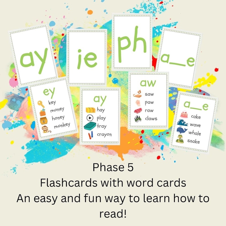 Printable PDF Double Sided Phonics Phases 5 | Large A6 Flash Cards ...