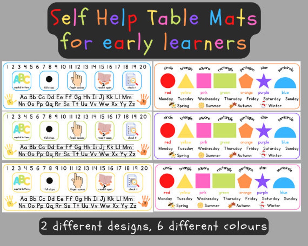 Early Learners Table Mats | Alphabet | Shapes | Numbers | Year 1 | Help ...
