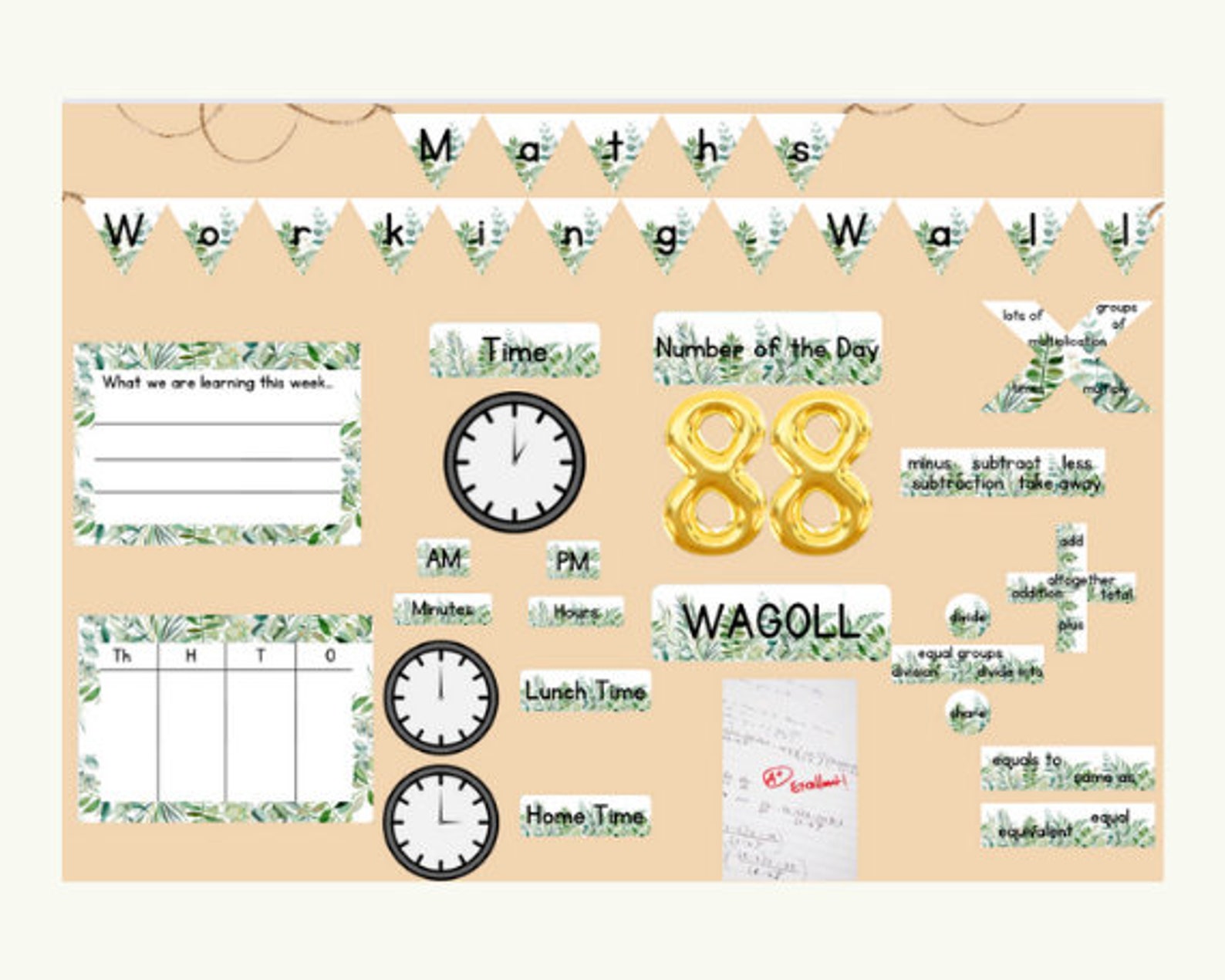 Maths Working Wall Display (botanical) - Etsy UK