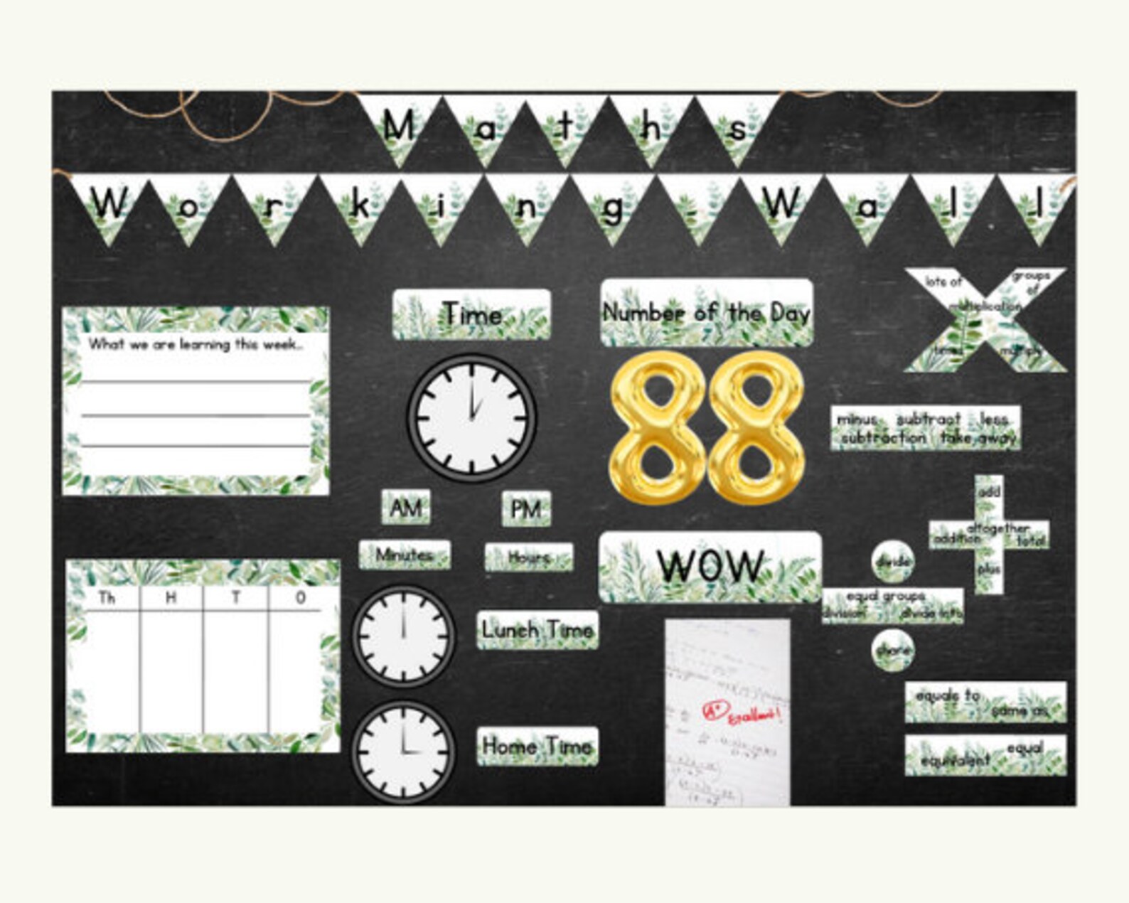 Maths Working Wall Display (botanical) - Etsy UK