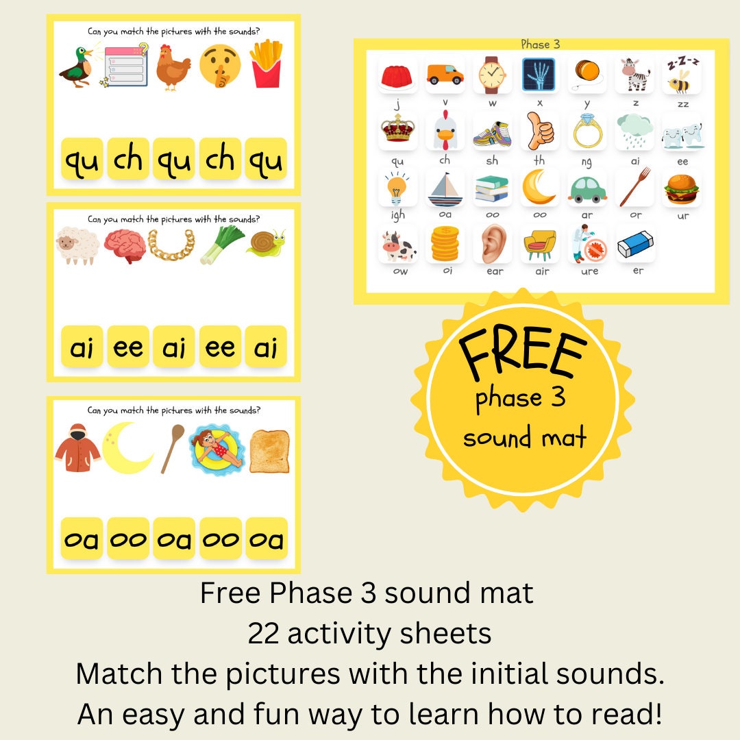 Match the Phase 3 Phonic Sounds With FREE Phase 3 Mat | Ready for ...