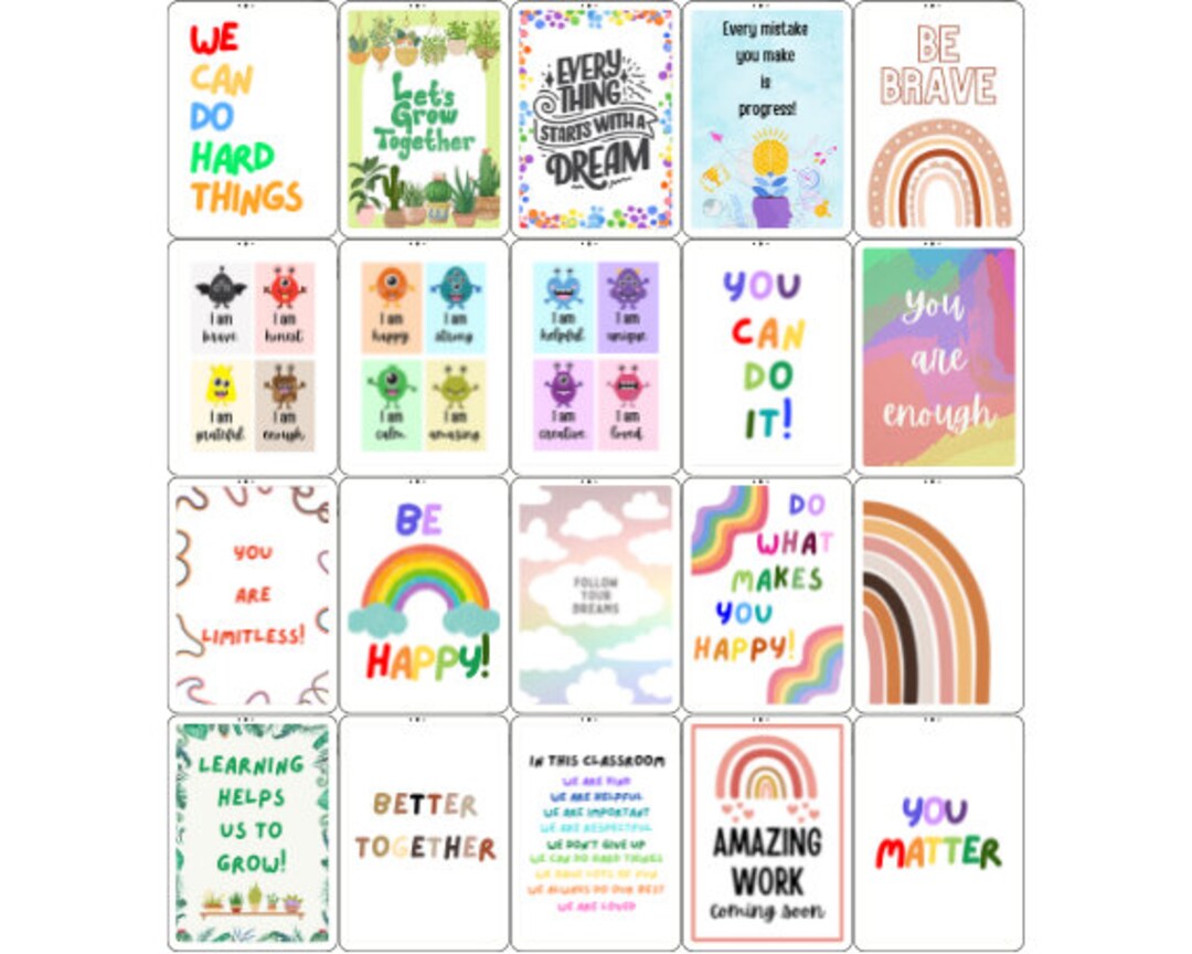 Classroom Poster Quotes Decor Growth Mindset Printable Back to School ...