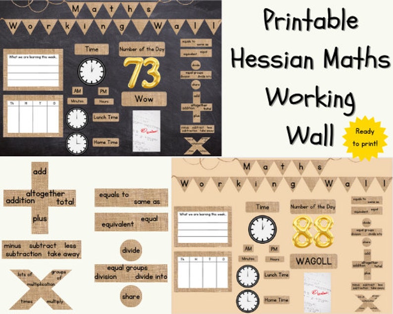 Maths Working Wall Display (hessian) - Etsy UK