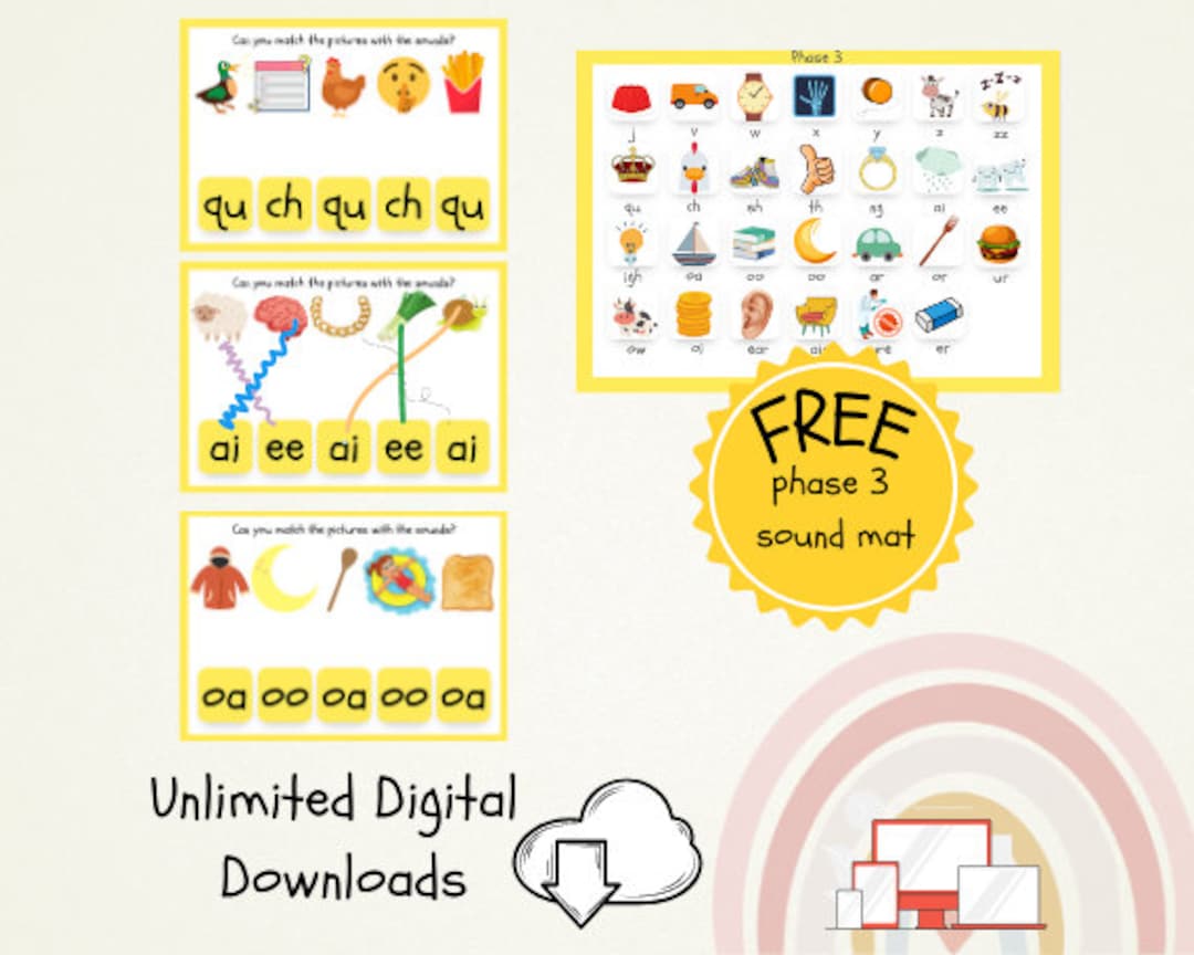 Match the Phase 3 Phonic Sounds With FREE Phase 3 Mat | Ready for ...