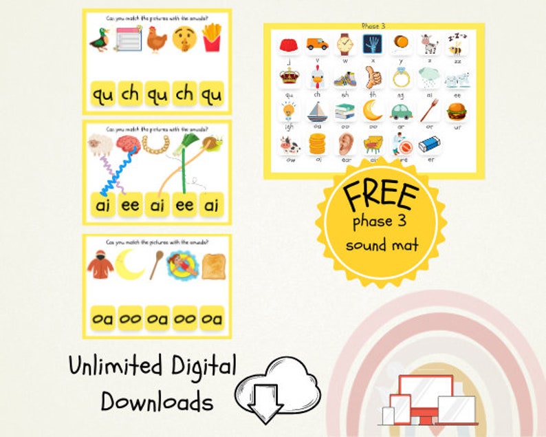 Match the Phase 3 Phonic Sounds With FREE Phase 3 Mat | Ready for ...