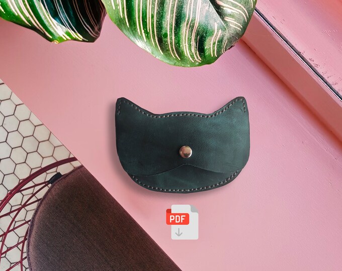 Cute Cat Shaped Coin Wallet PDF Pattern - Digital Download - Leather ...