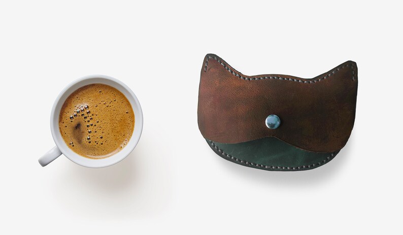 Cute Cat Shaped Coin Wallet PDF Pattern Digital Download Leather Wallet ...