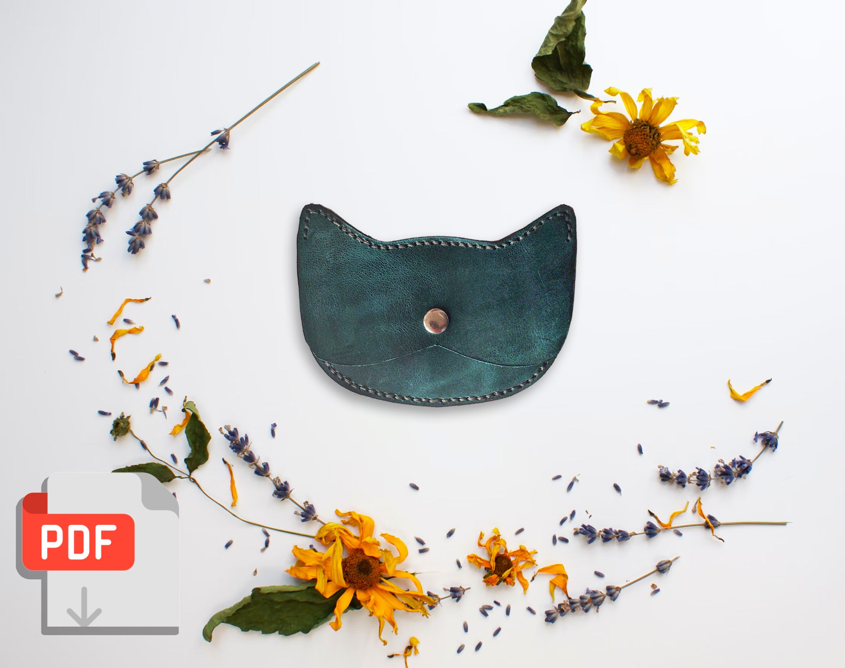 Cute Cat Shaped Coin Wallet PDF Pattern Digital Download Leather Wallet ...