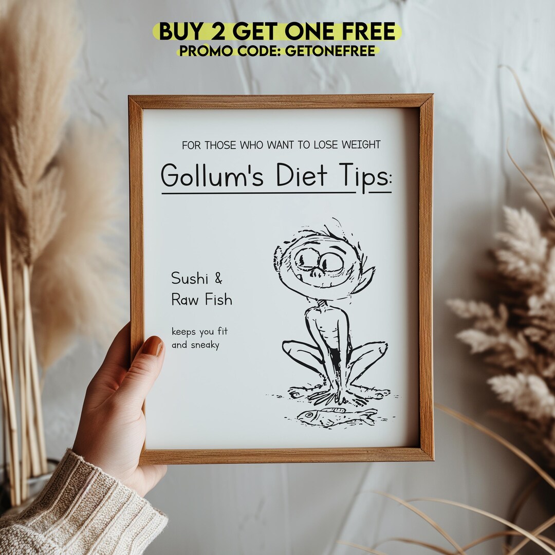 Printable Wall Art Gollum Diet Tips Lord of the Rings Quote Hobbits ...