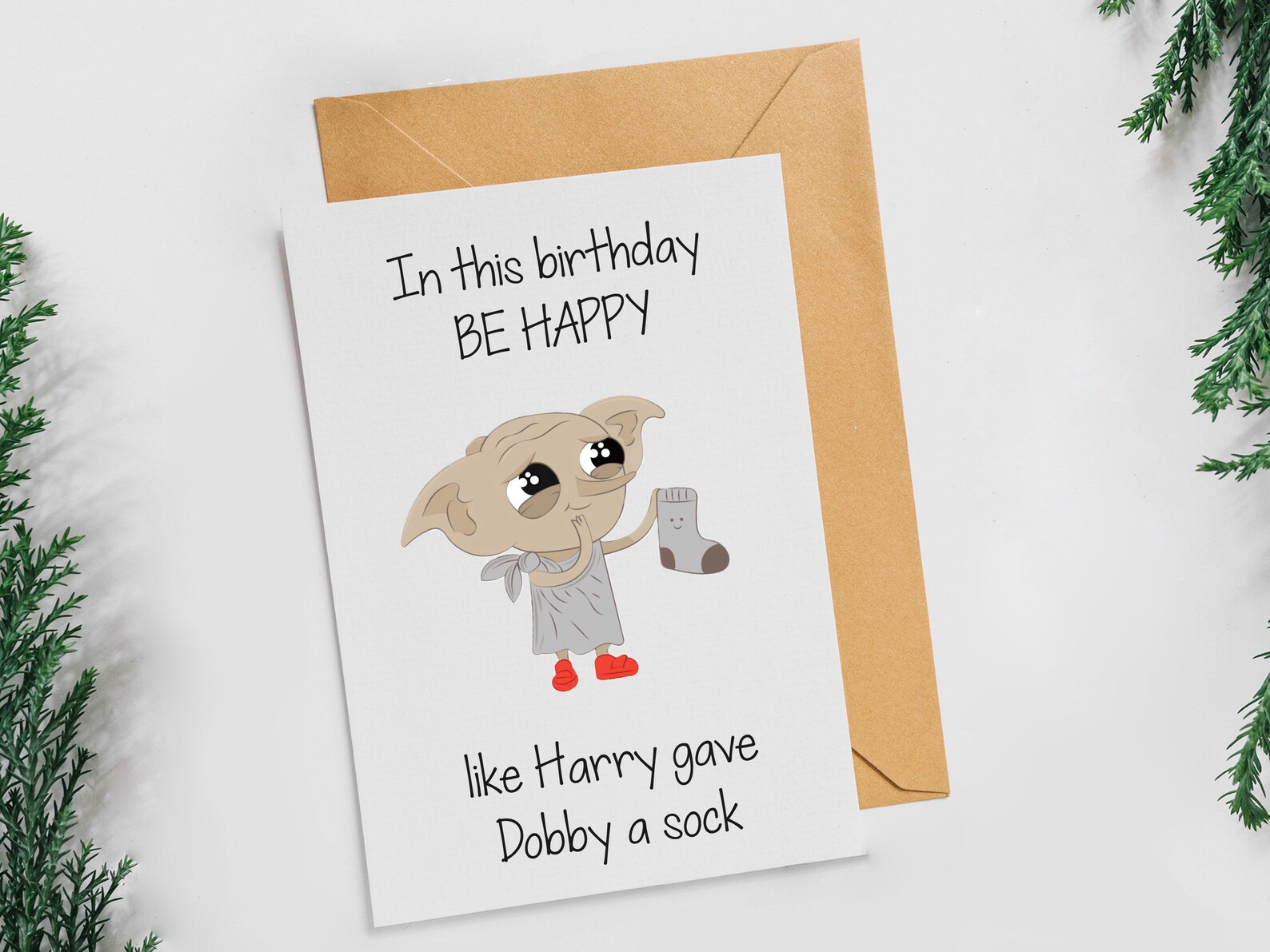 Printable Birthday Card Cute Dobby and Sock Card Card for - Etsy