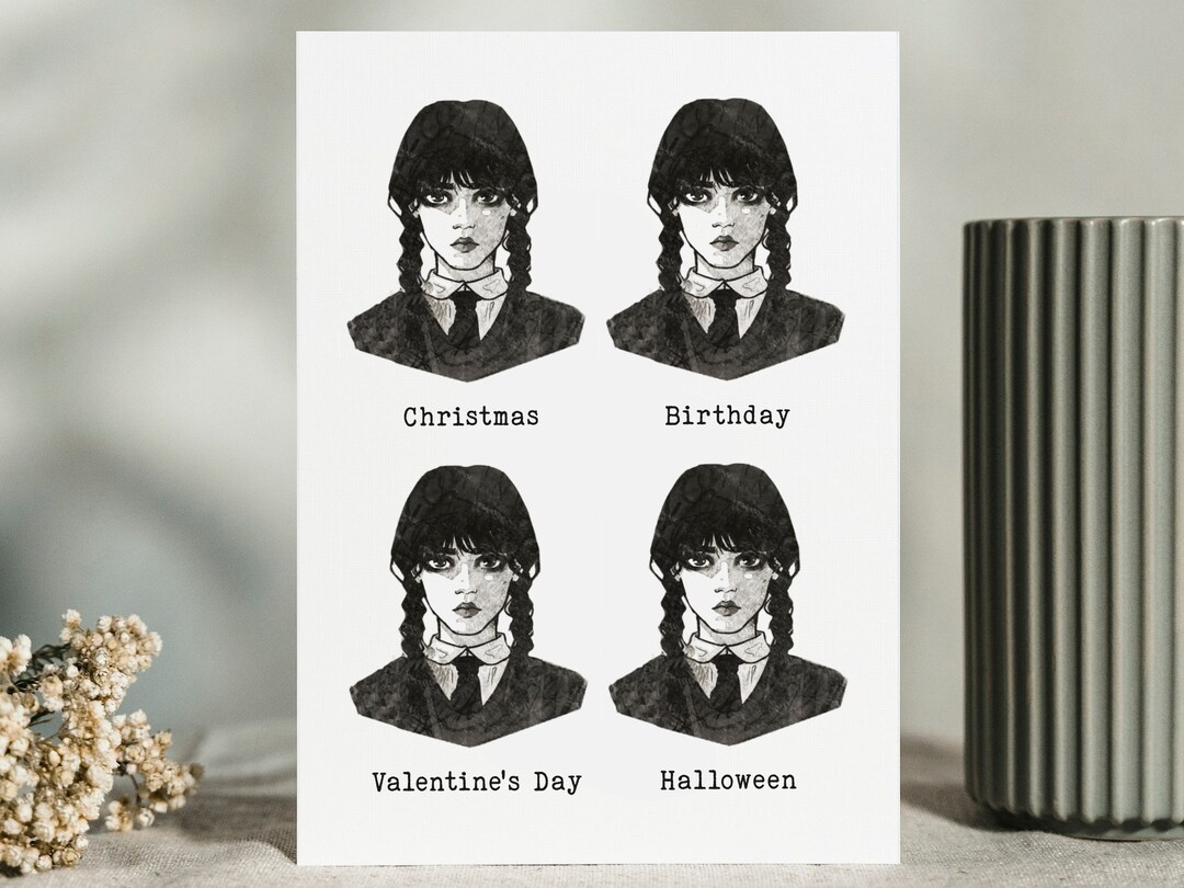 Printable Birthday Card Wednesday Addams Faces for Birthday - Etsy