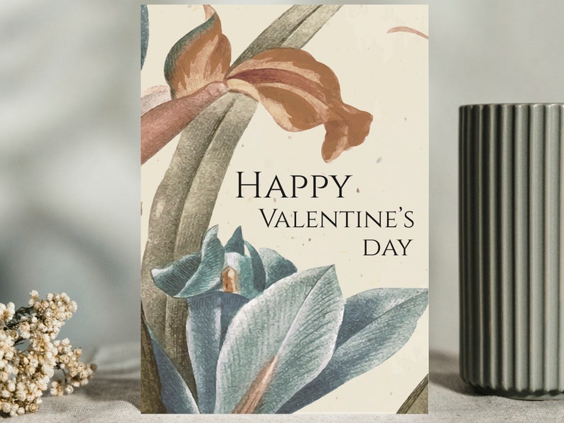4 Printable Valentine's Day Cards Set Floral Botanical - Etsy