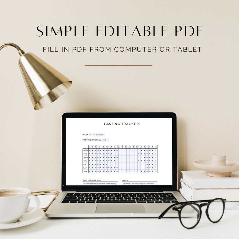 Fasting Tracker, Fillable & Printable PDF, US Letter, A4, A5 - Etsy