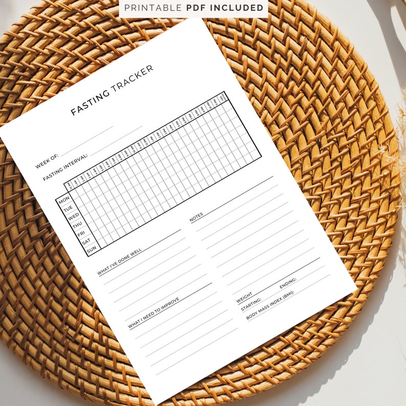 Fasting Tracker, Fillable & Printable PDF, US Letter, A4, A5 - Etsy