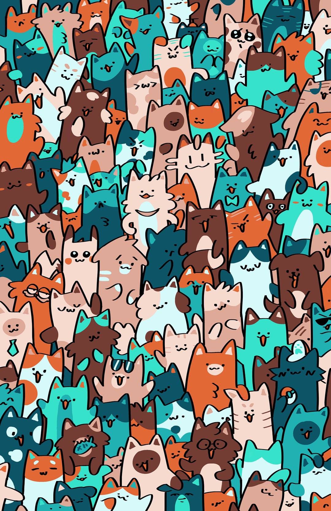 Collage Kitty Poster - Etsy