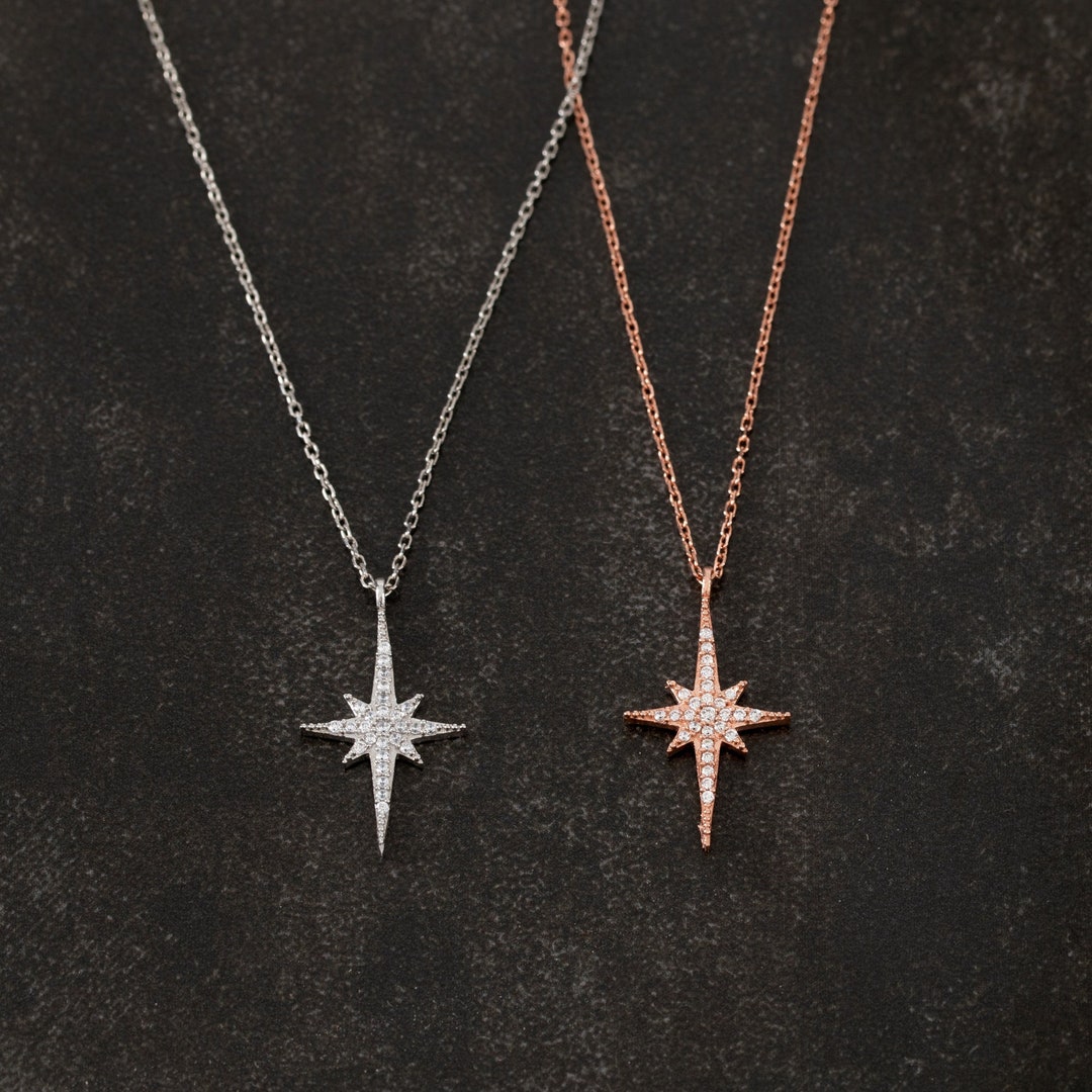 North Star Necklace, Starburst Pendant Necklace, Celestial Starlight ...