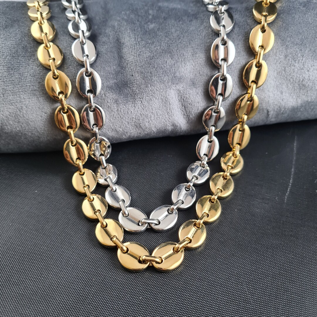 Coffee Bean Heavy Chain Necklace for Men Thick Chain for Men - Etsy