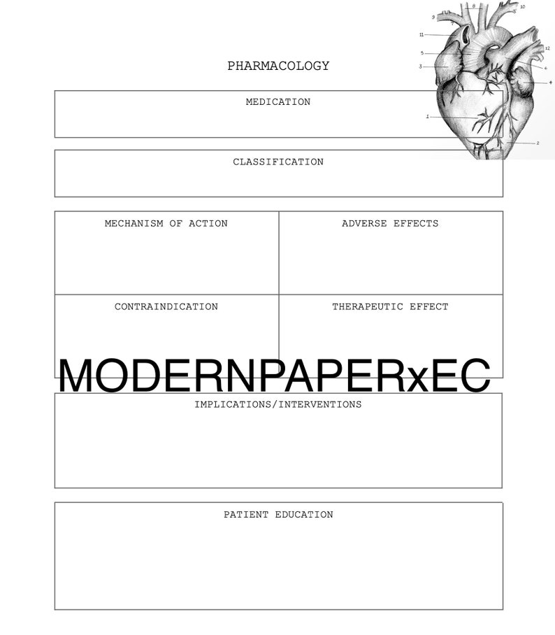 Pharmacology Study Template | Nursing School | Medical School | Digital ...