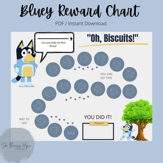 Bluey Reward Chart Kids Reward Chart Bluey | Etsy