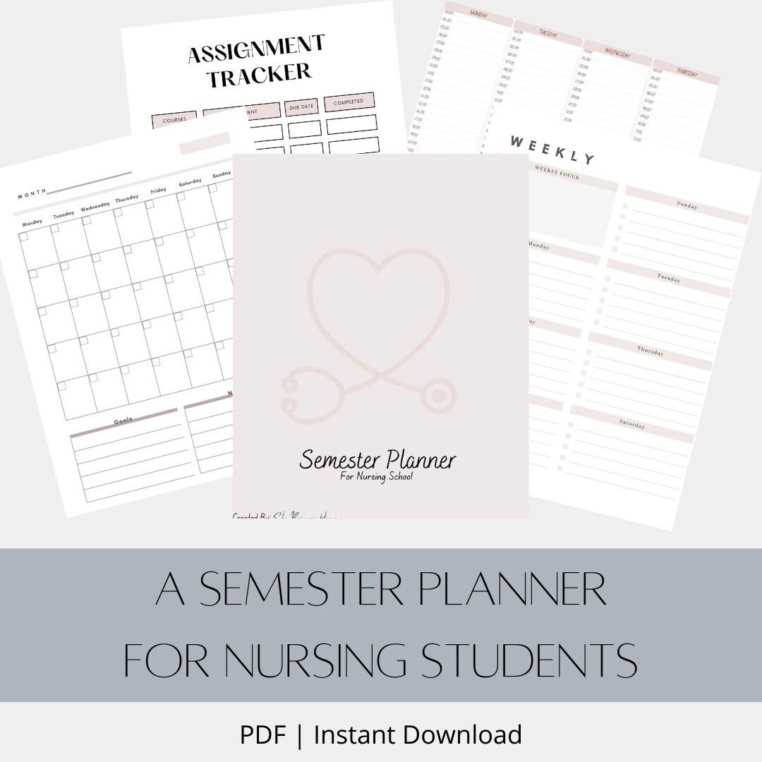 Nursing School Planner | Semester Planner | Nursing Student | Digital ...