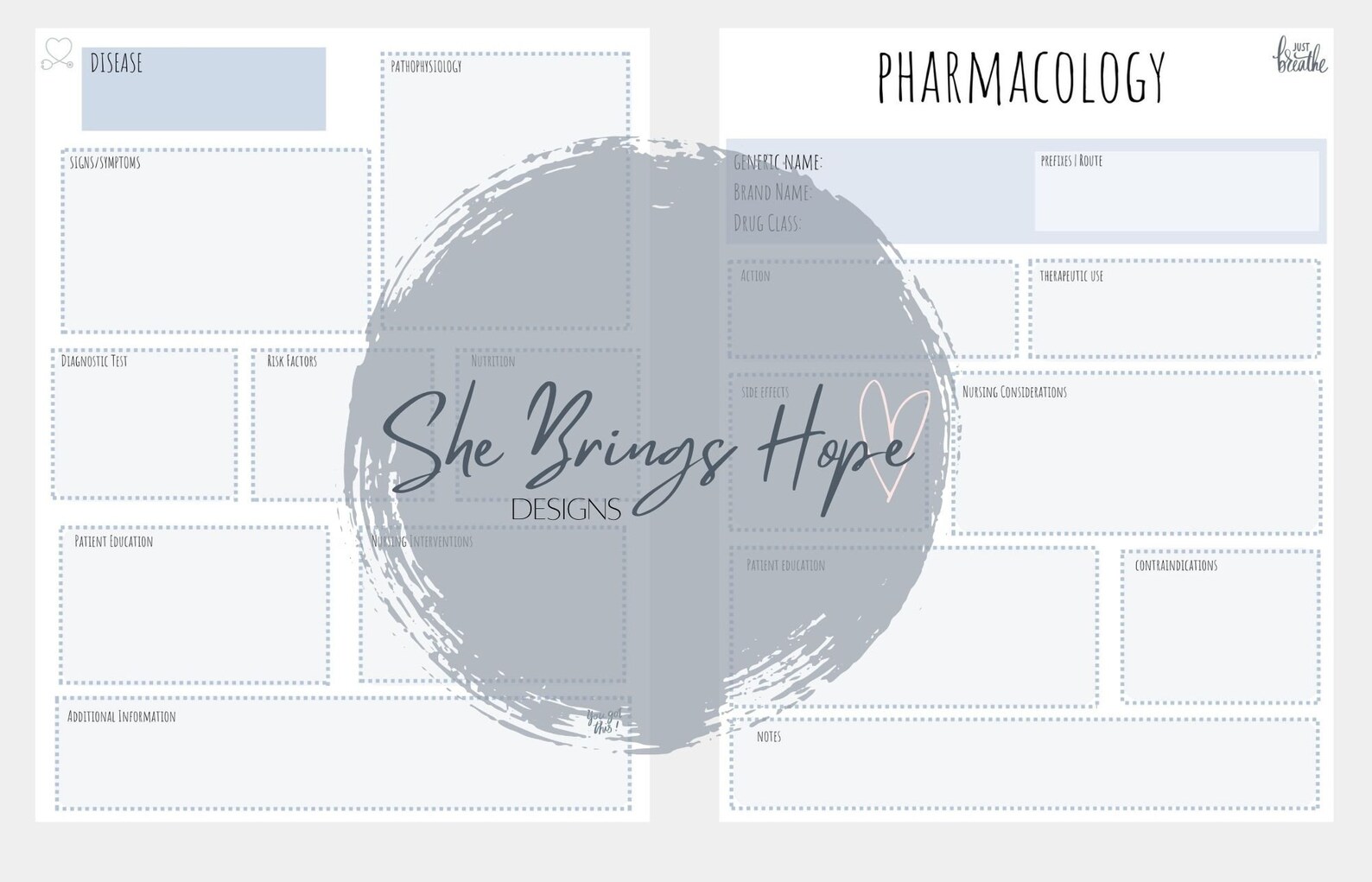 Nursing Note Taking Templates Disease & Pharmacology - Etsy