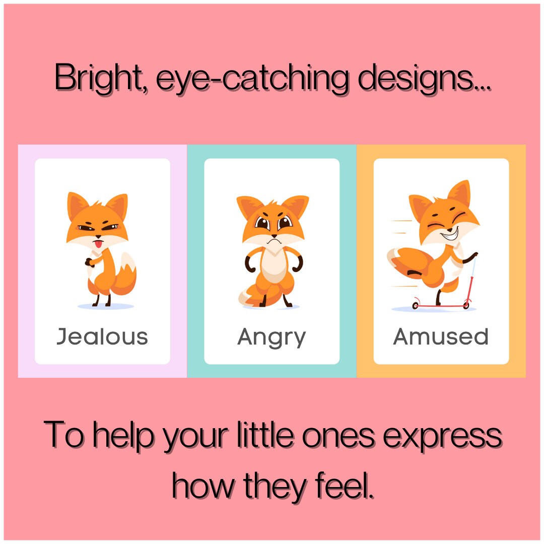 Emotions Flashcards + Emotions Poster, Kids Feelings Cards, Emotions ...