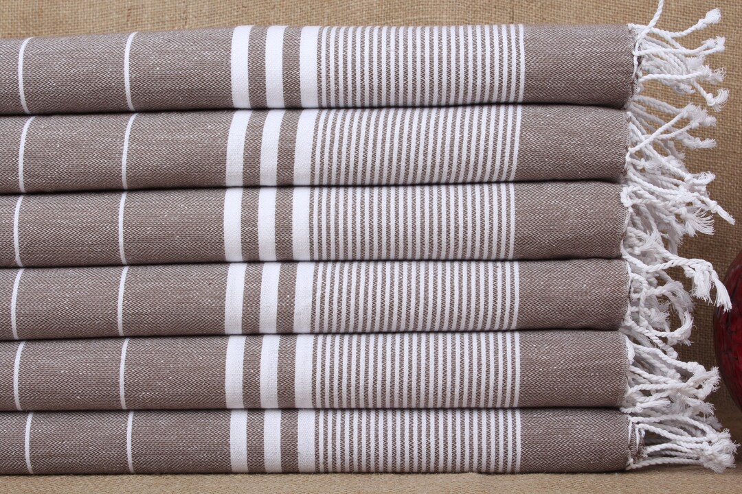 Turkish Towel, Personalized Kitchen Towels, Brown Towel, Striped ...