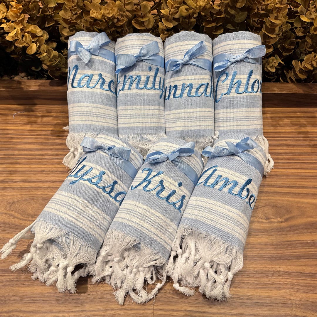 Personalized Turkish Towel – Organic Cotton Bridesmaid Gift, Custom ...