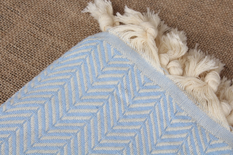 75x91 Inches Wedding Gift Blankets, Handwoven Blanket, Baby Blue Throw ...