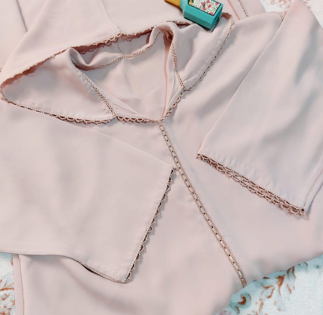 Blush Pink Moroccan Djellaba Handmade Elegant Djellaba With Delicate ...