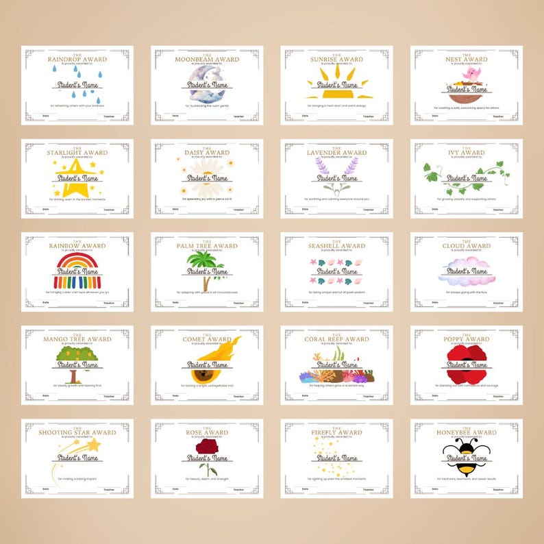 50 Nature-themed Class Awards | Editable End of Year Student ...