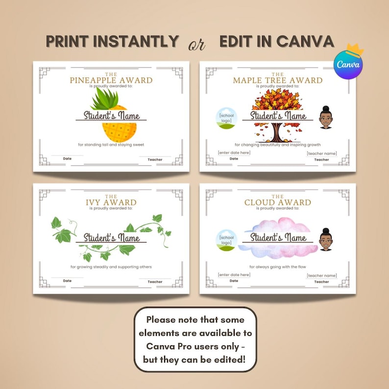 50 Nature-themed Class Awards | Editable End of Year Student ...