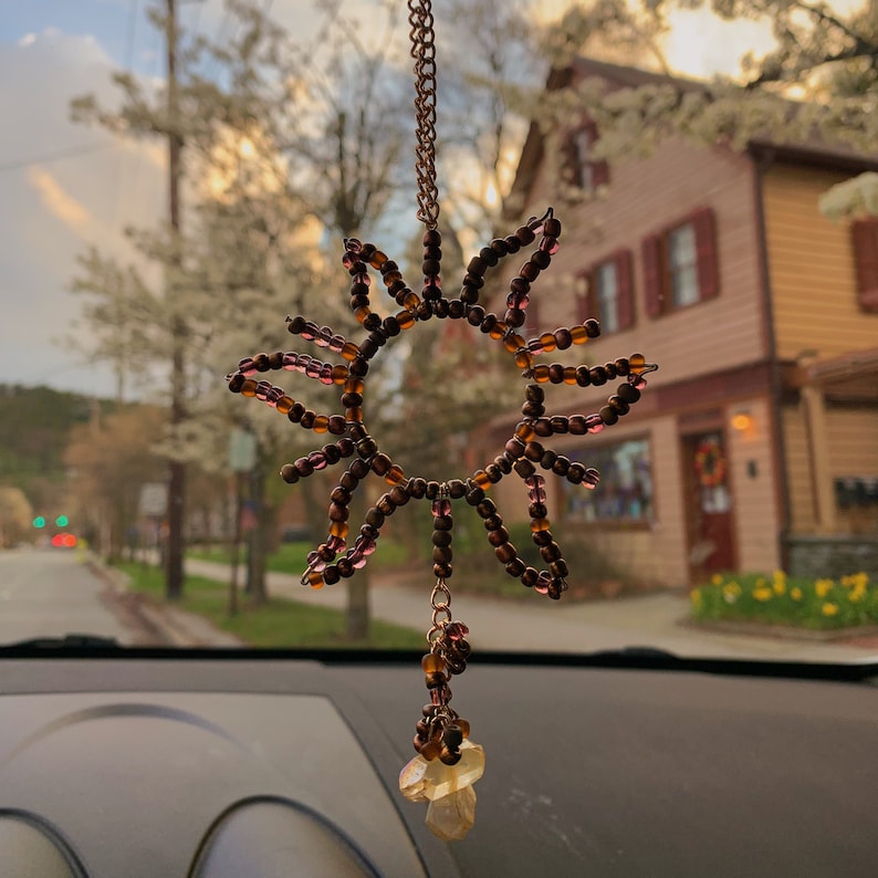 Sun Handmade Rearview Mirror Charm Rearview Accessory Car - Etsy