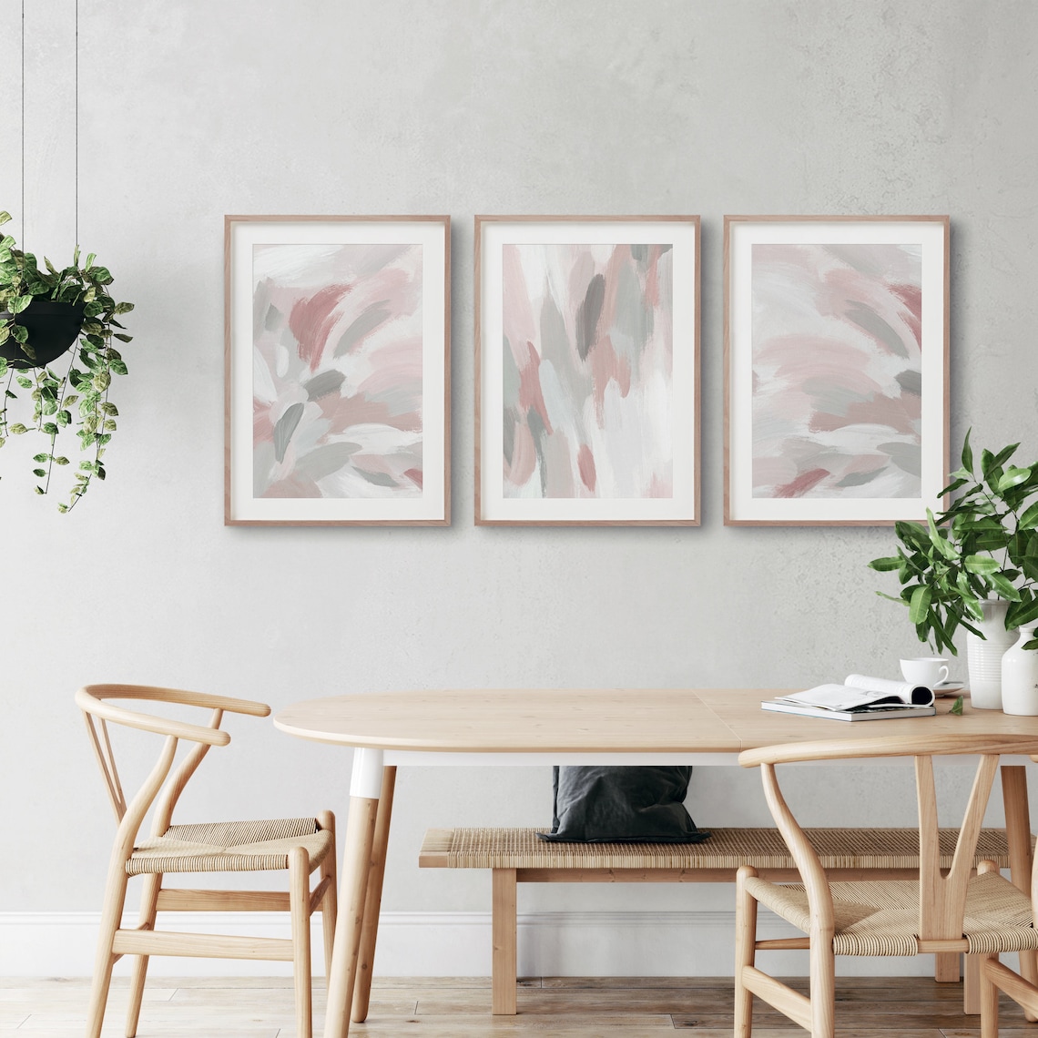 Pink Printable Wall Art Set of 3 Abstract 3 Piece Wall Art - Etsy