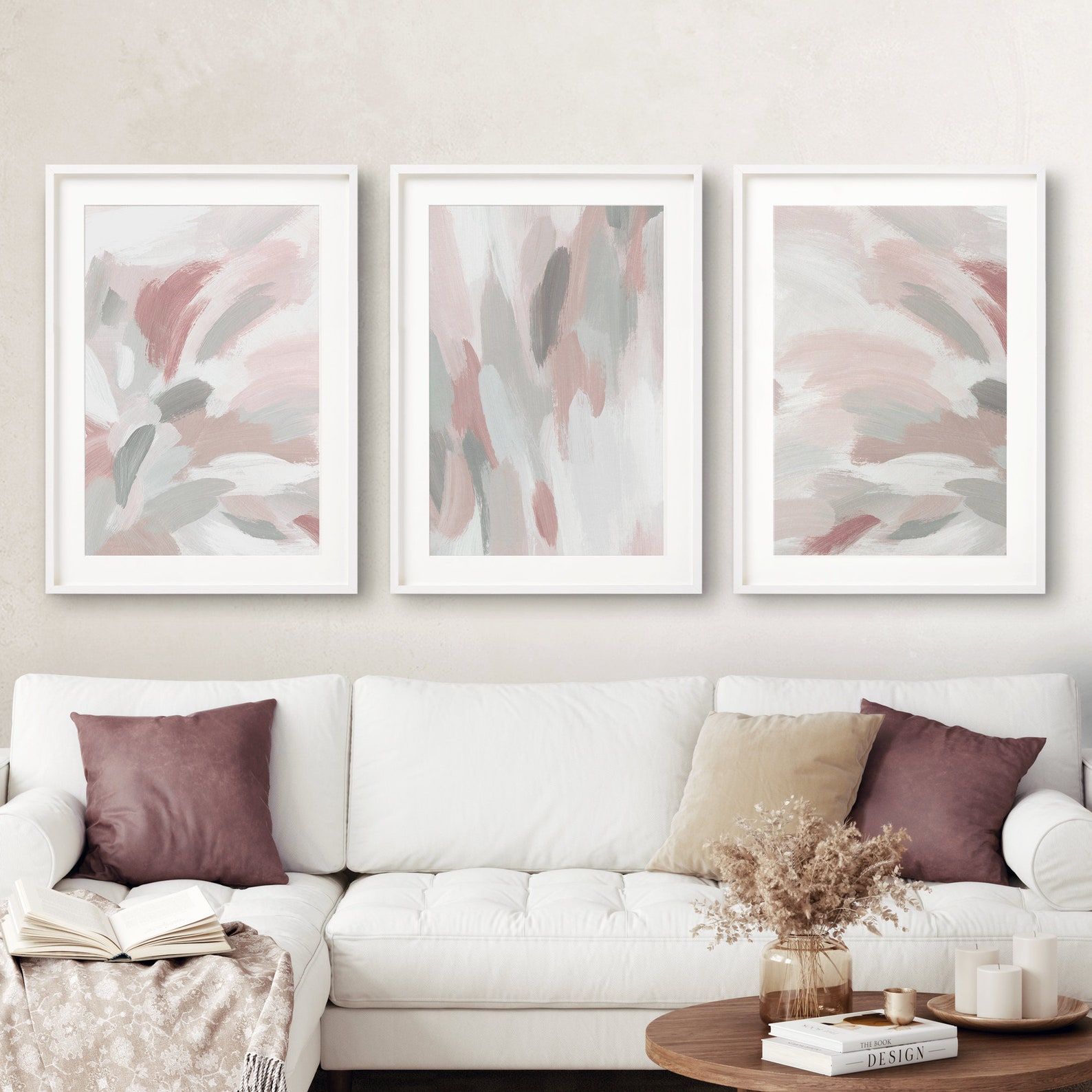 Pink Printable Wall Art Set of 3 Abstract 3 Piece Wall Art - Etsy