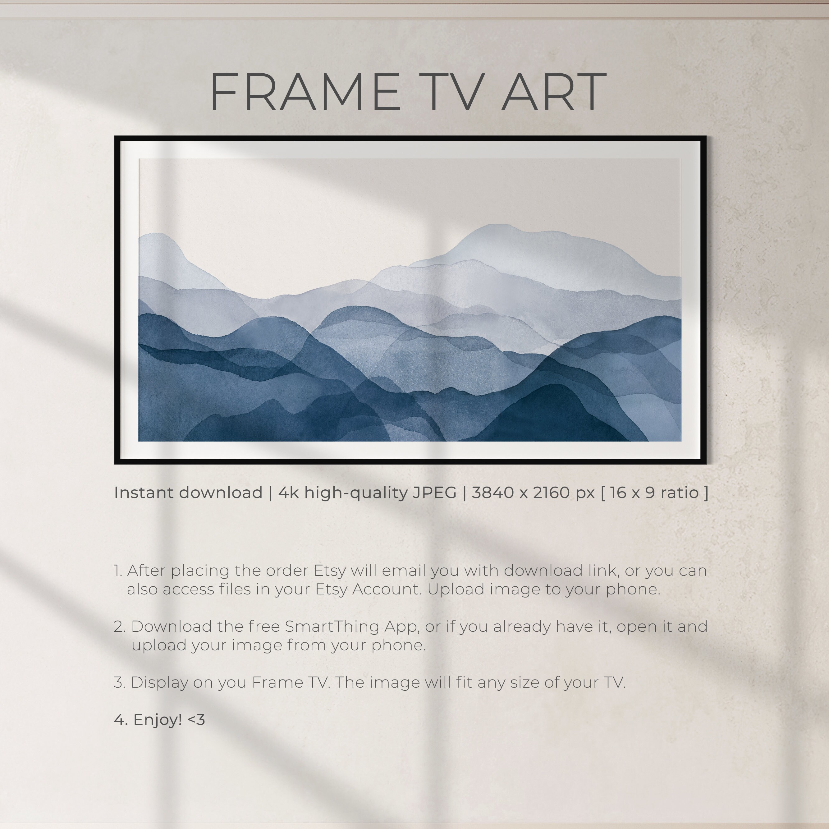 Samsung Frame TV Art Smart TV Art Navy Blue Abstract - Etsy