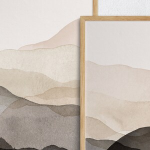 Black Beige Abstract Mountain Printable Art Prints Set of 3 - Etsy Canada