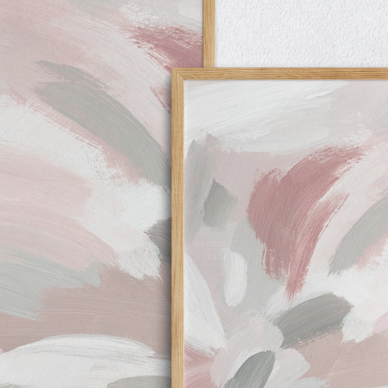 Pink Printable Wall Art Set of 3 Abstract 3 Piece Wall Art - Etsy