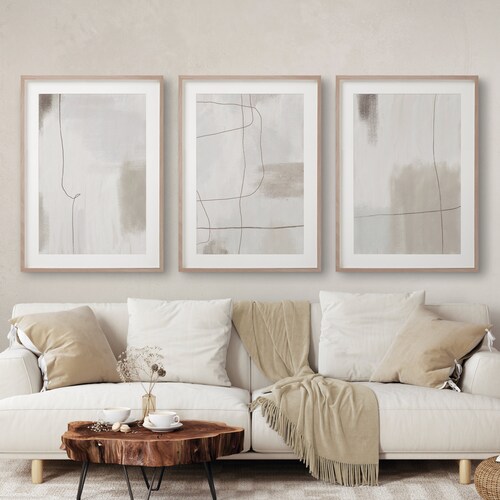 Neutral Abstract Set of 3 Prints Marble Wall Art Prints - Etsy